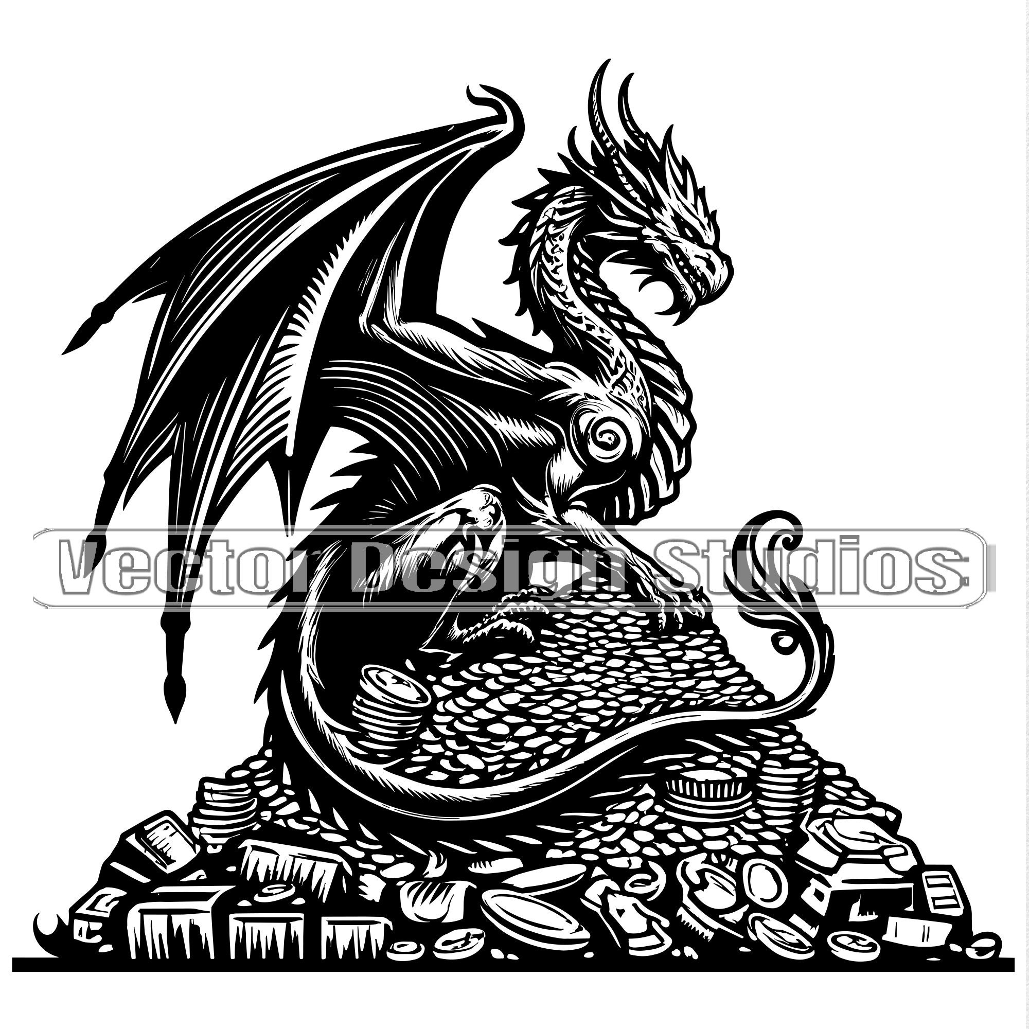 Dragon Treasure SVG, Tattoo Clipart, Shirt Design (digital Download) - Etsy