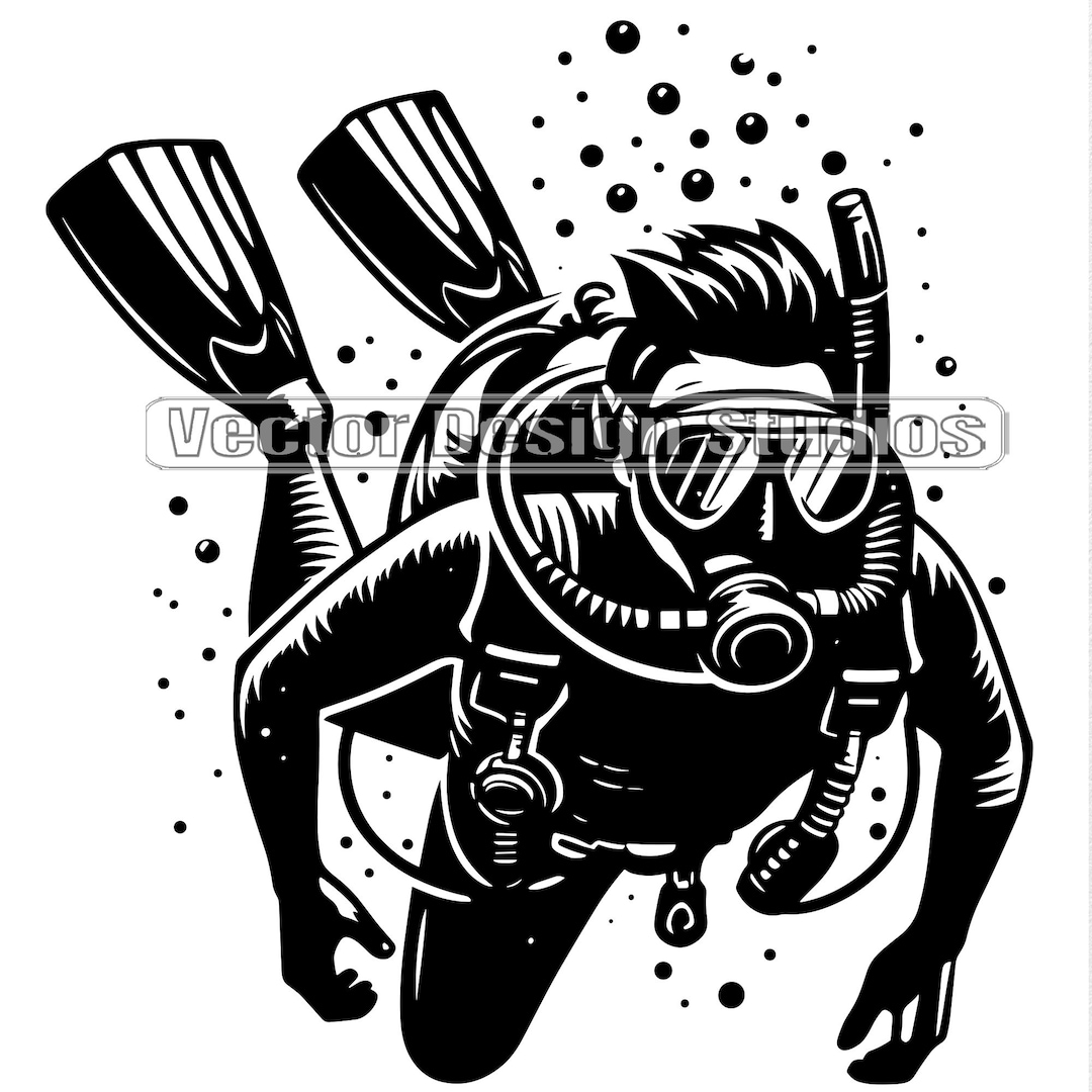 Scuba Diving Svg & PNG Files, Scuba Diver Clipart Silhouette Vector ...