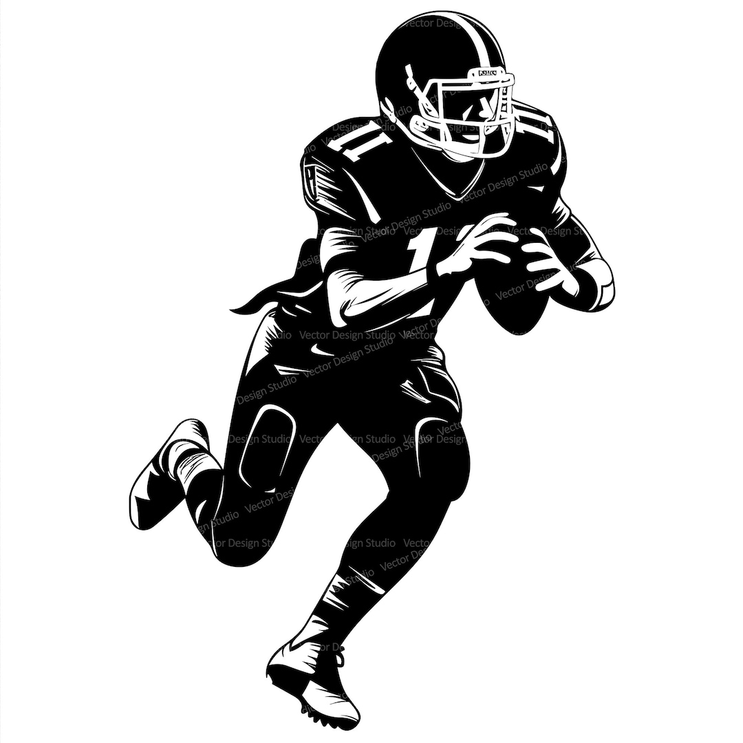 Football Player Svg & PNG Files, Quarterback Clipart Silhouette Vector ...