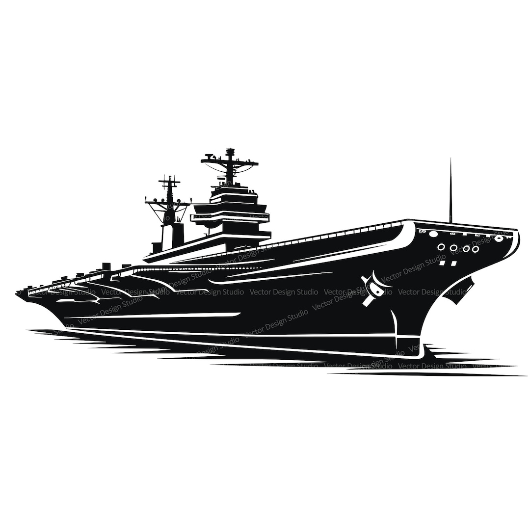 Aircraft Carrier Svg & PNG Files, Military Ship Clipart Silhouette ...