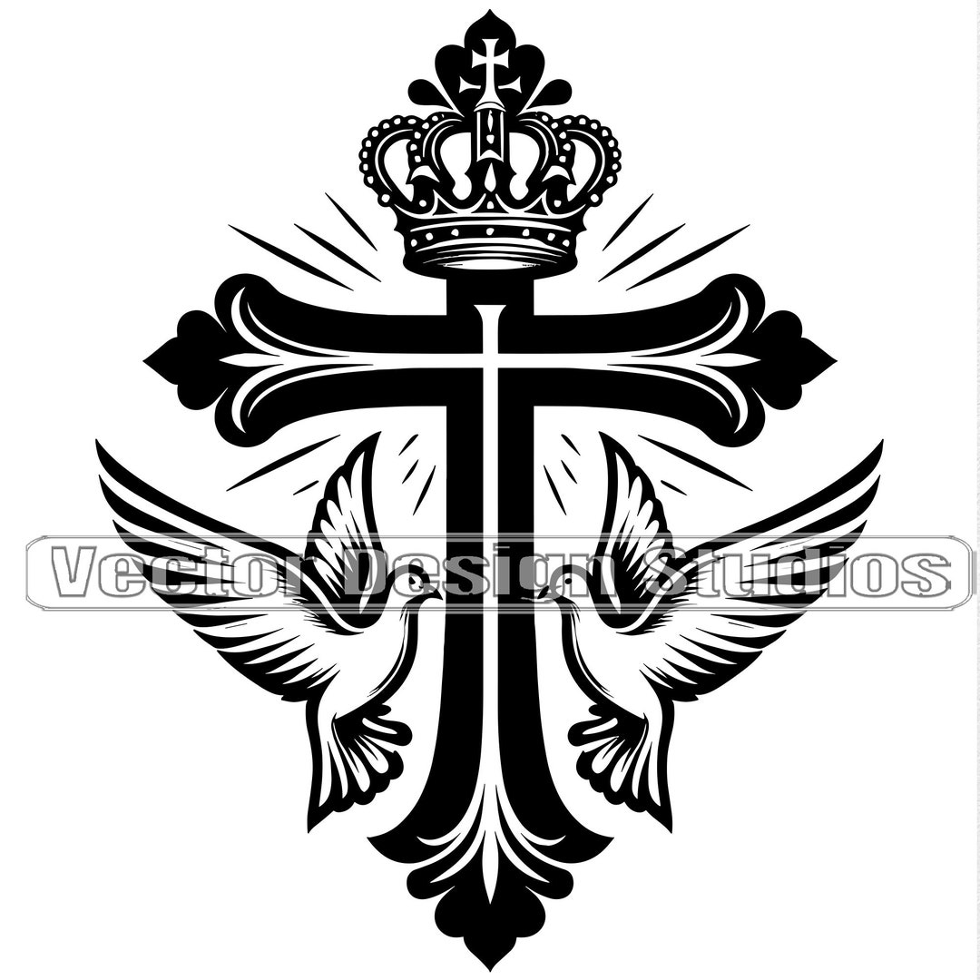 Cross With Crown Svg File, Christian Png Clipart, Silhouette Vector ...