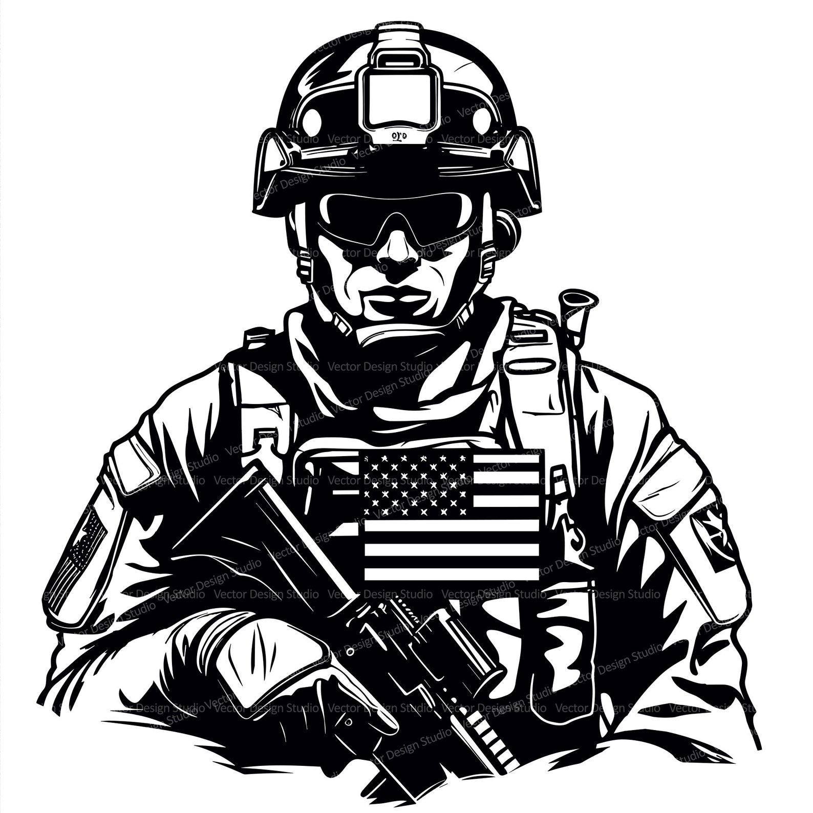 US Soldier Svg & PNG Files, American Troop Clipart Silhouette Vector ...