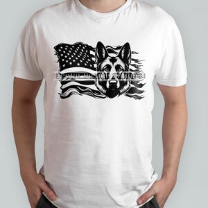 German Shepherd Head American Flag Svg File Graphic, Police Dog Png ...
