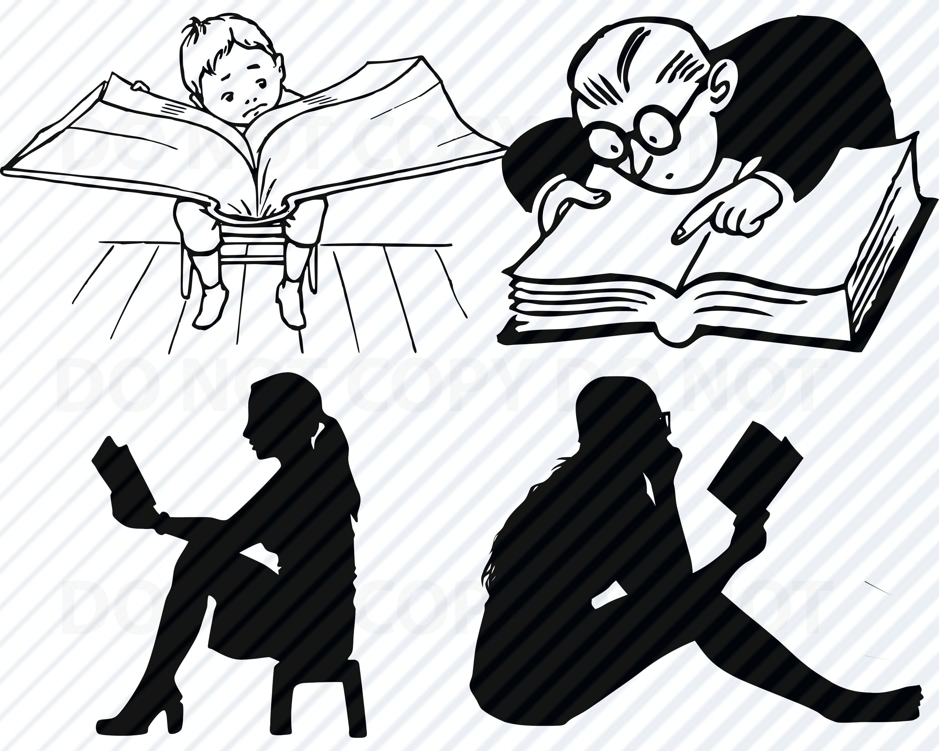 Lecture de livres SVG Bundle Vector Images Silhouette Clip - Etsy Canada