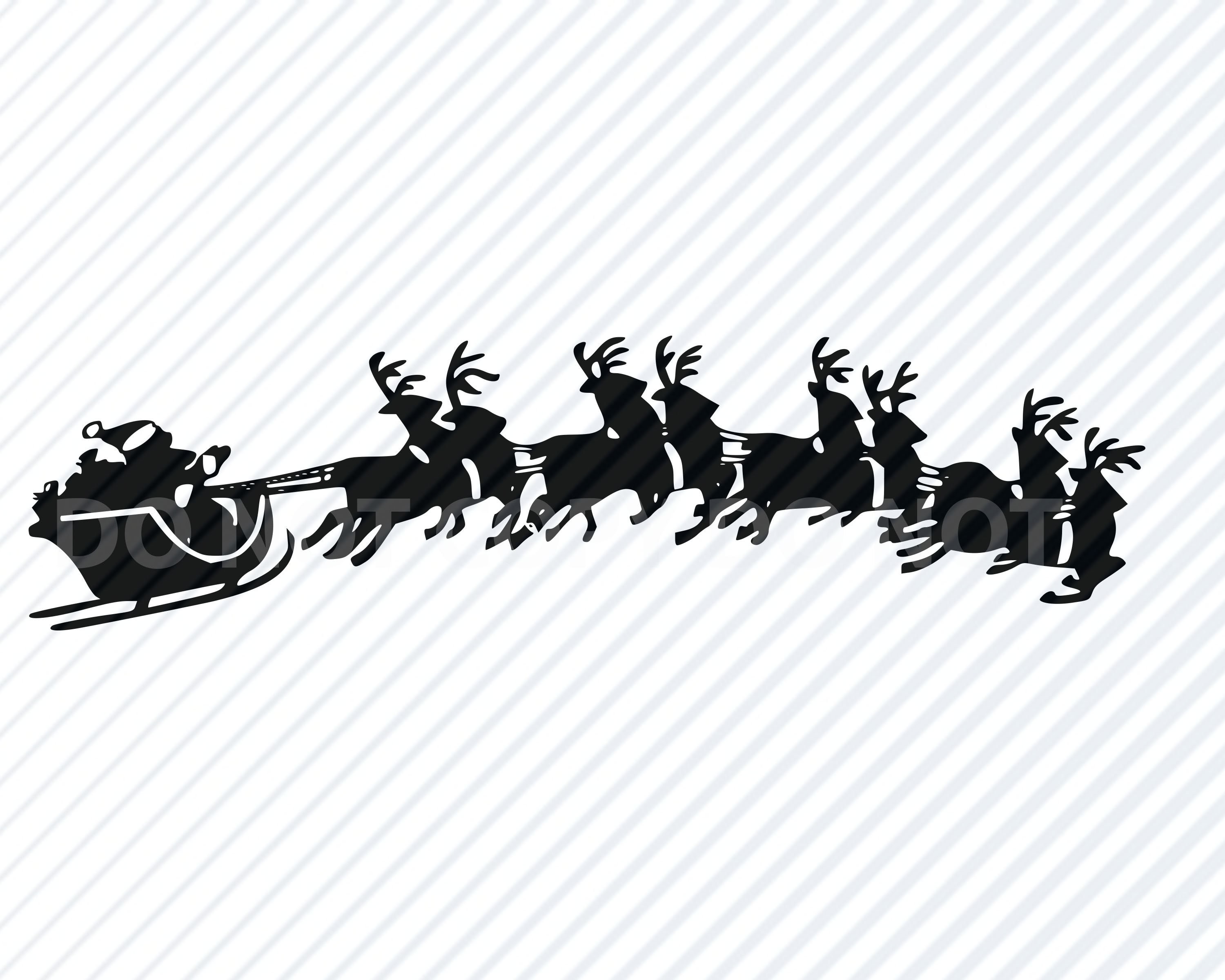 Santas Sleigh Christmas SVG Silhouette Vector Images Clipart | Etsy