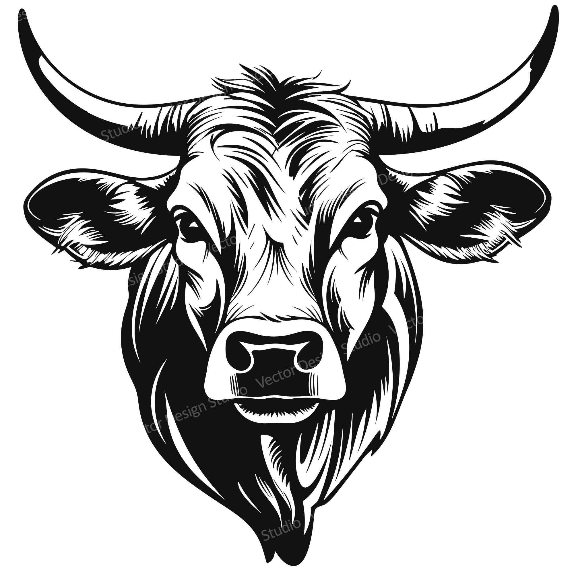 Cow Head SVG File - Cow Face Vector Images, Silhouette, Farm Animals ...