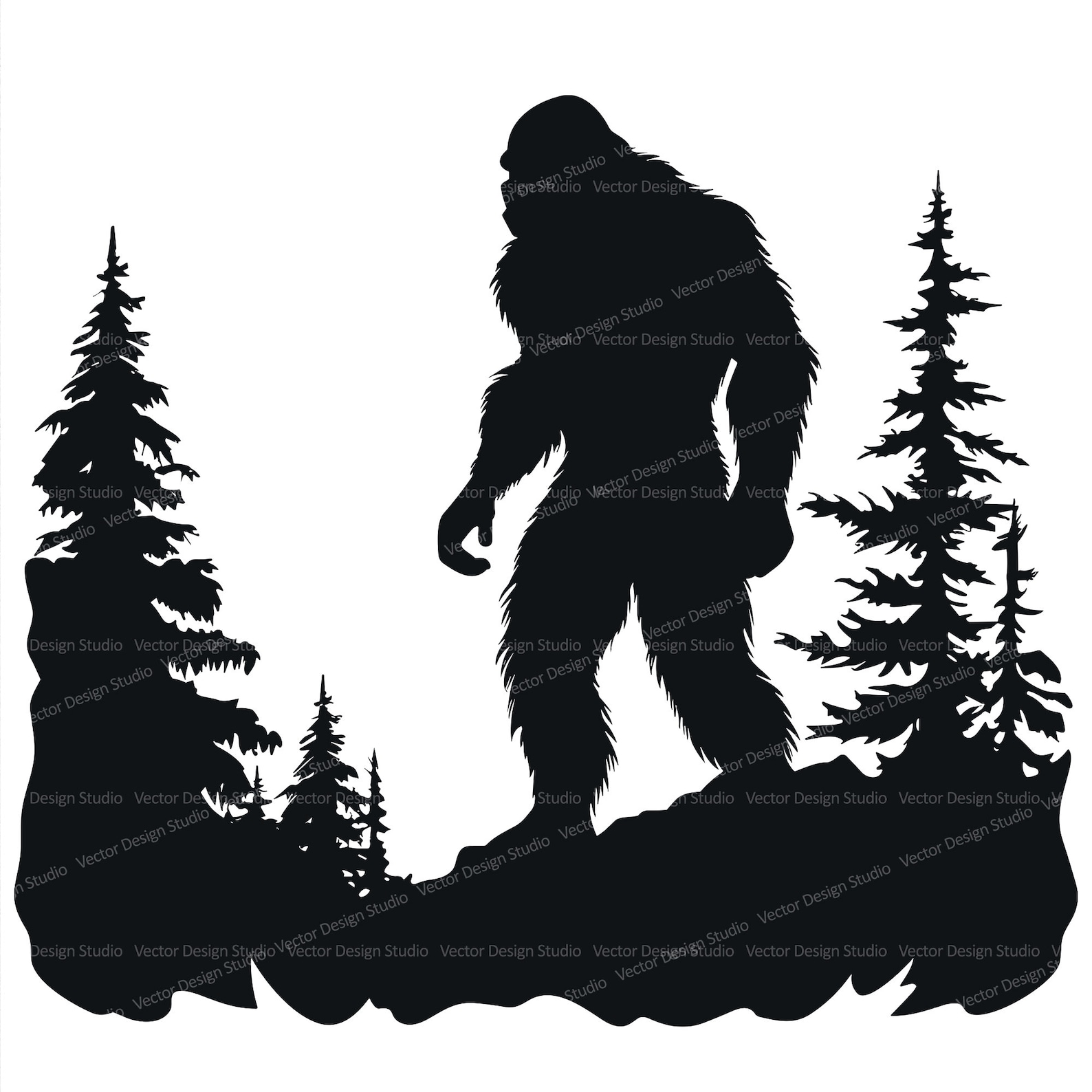 Bigfoot Silhouette Svg & PNG Files, Sasquatch Clipart Vector Image ...