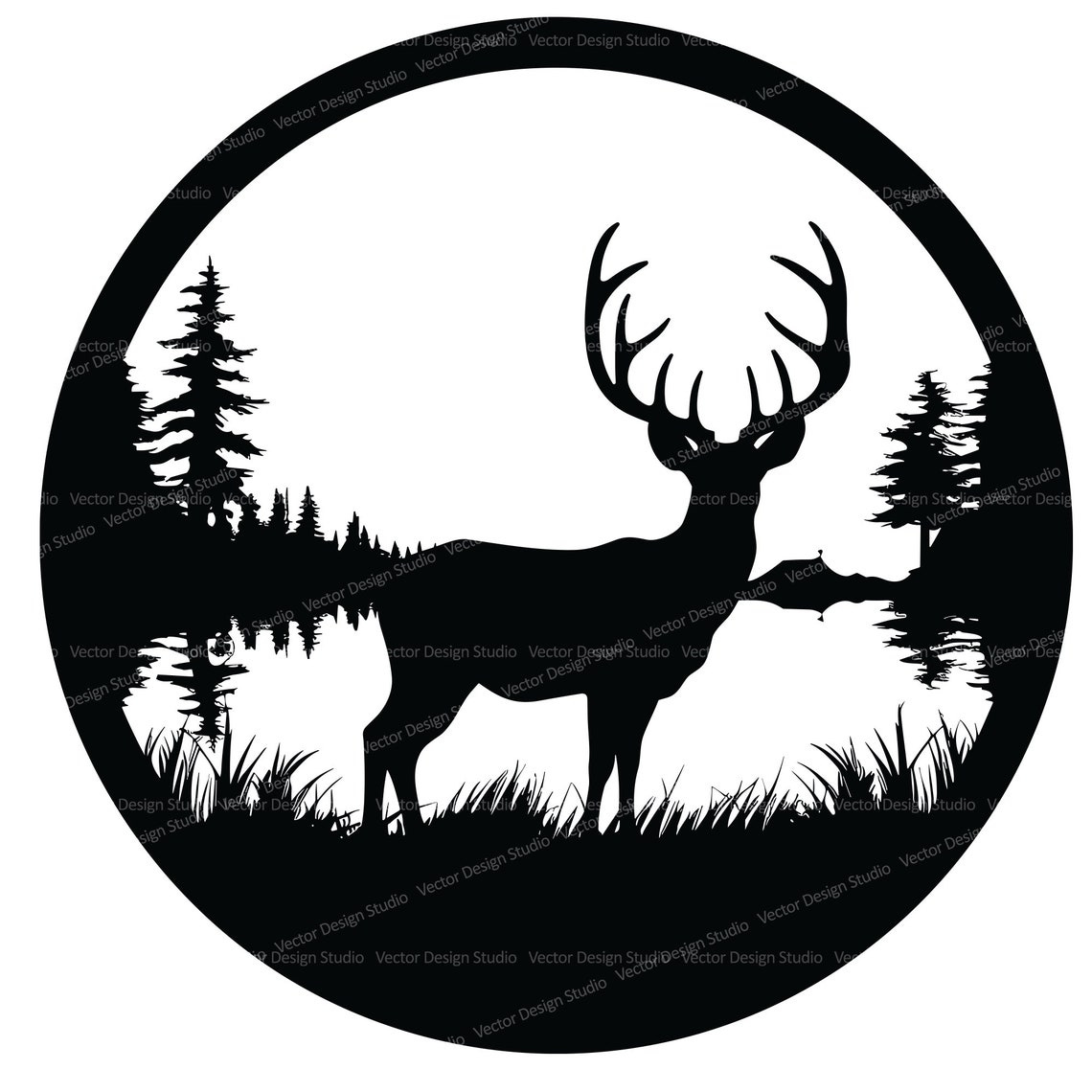 Hirsch SVG & PNG Dateien, Hirsch Jagd Logo Design Clipart, Jäger ...