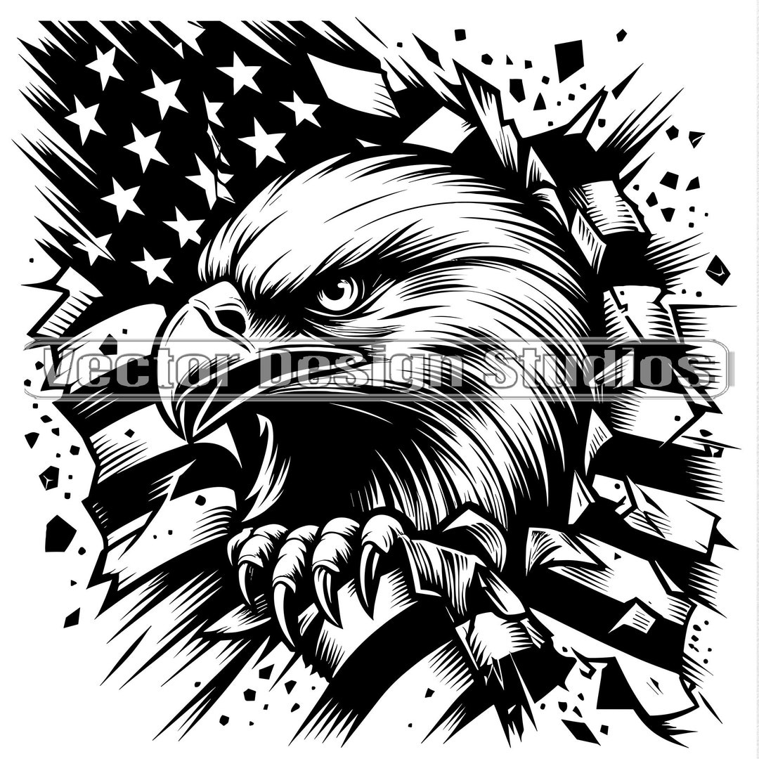 Eagle Head With USA Flag Svg, Patriotic PNG Clipart Vector Image, 4th ...