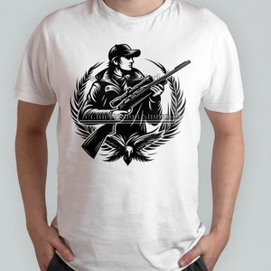 Hunting SVG & Png File, Hunter With Rifle Clipart Silhouette, Hunting ...