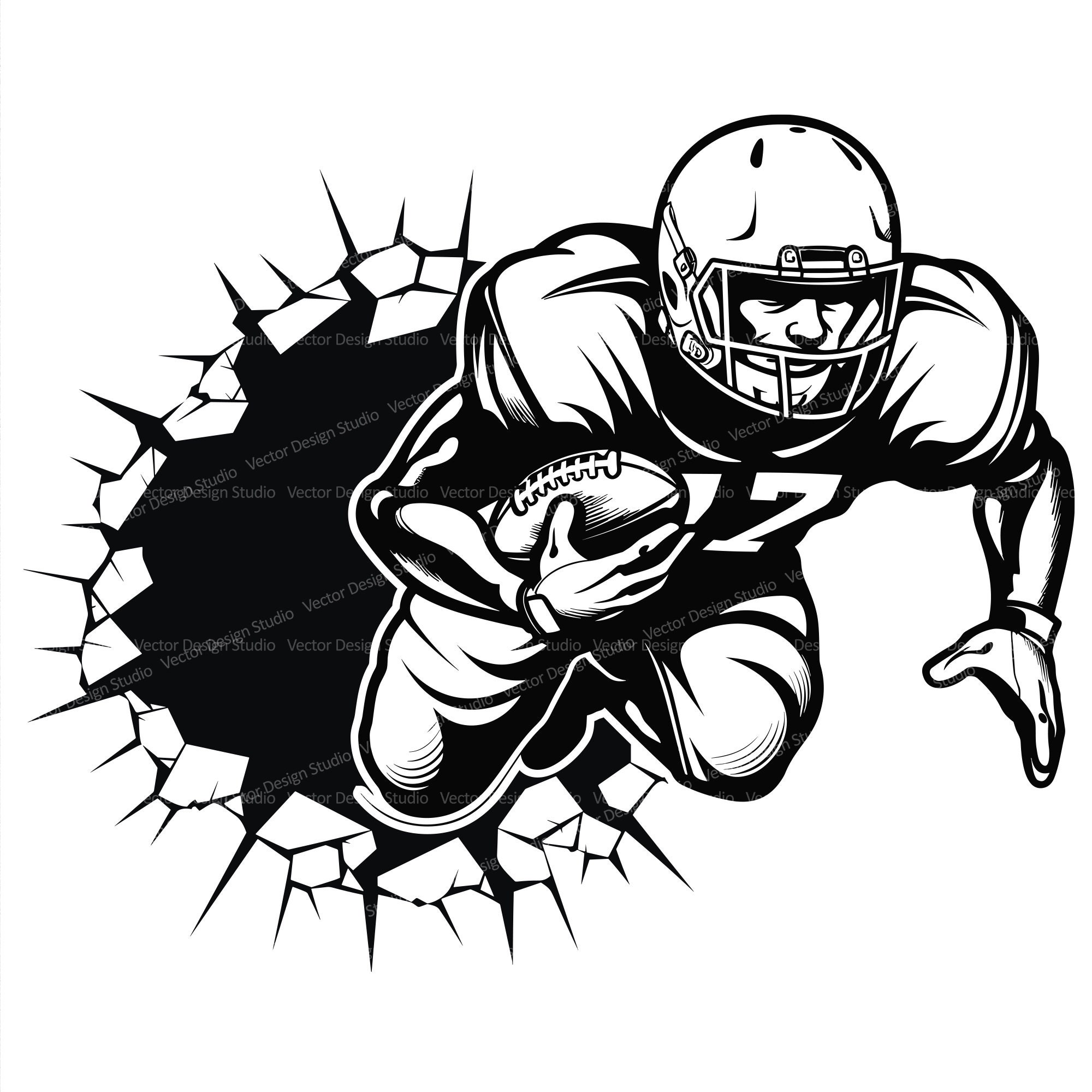 Football Players Tackling Clipart