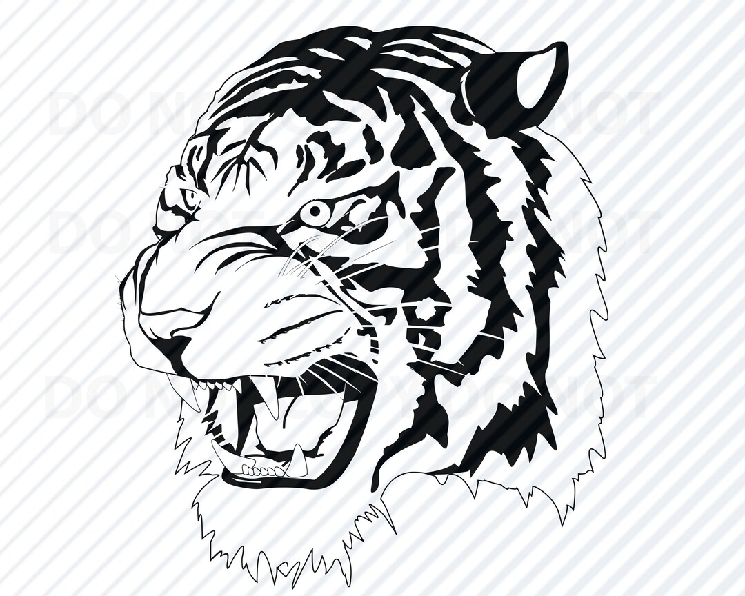 Tiger Head SVG Files - Black & White Transfer Vector Images Tiger Clip ...