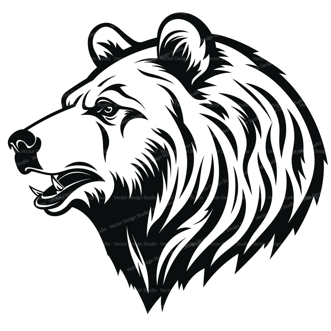 Bear Head Svg & PNG Files, Woodland Animals Clipart Silhouette Vector ...