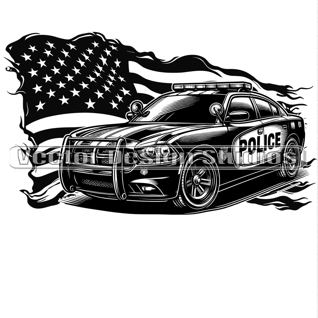 Police Car USA Flag Svg & PNG Files, Patriotic Police Clipart ...