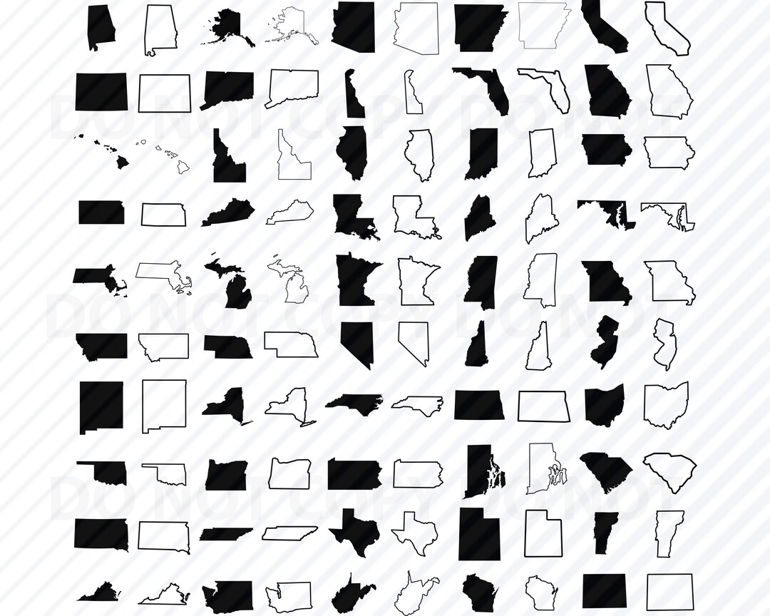 50 States Map SVG Bundle - SVG Files State Svg Bundle Vector Images ...
