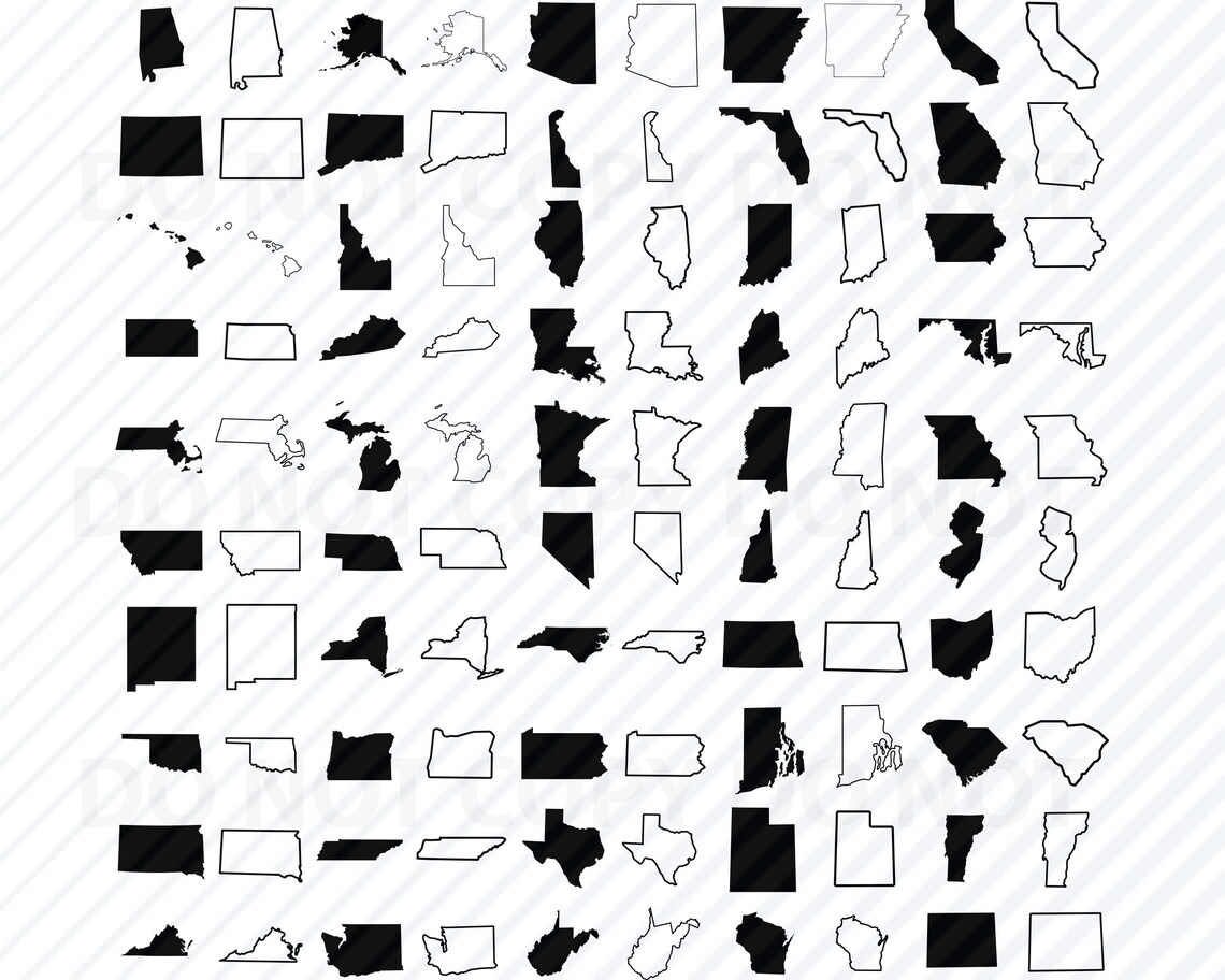 50 Estados Mapa SVG Paquete Archivos SVG Estado Svg Paquete - Etsy México