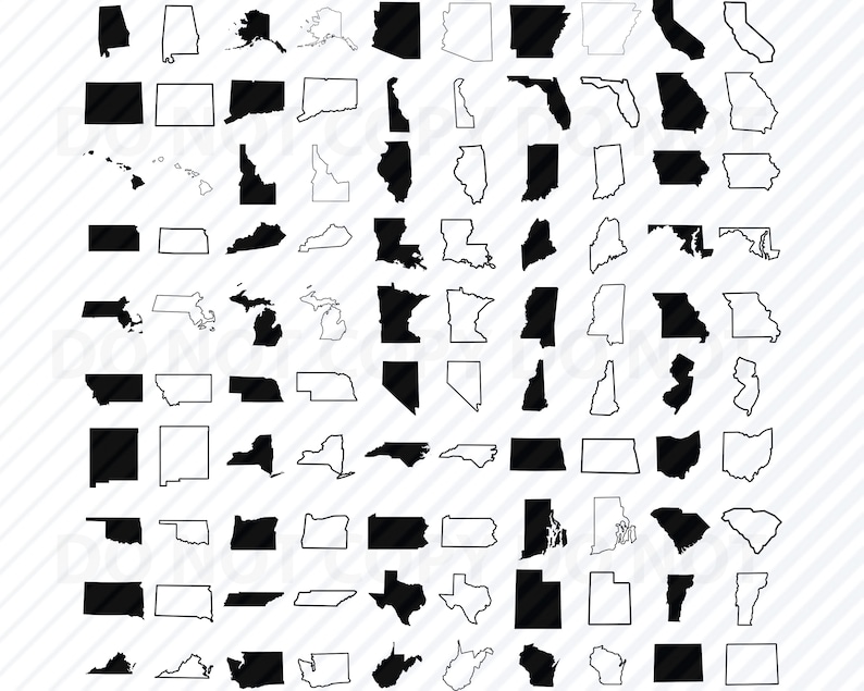 50 States Map SVG Bundle SVG Files State Svg Bundle Vector - Etsy