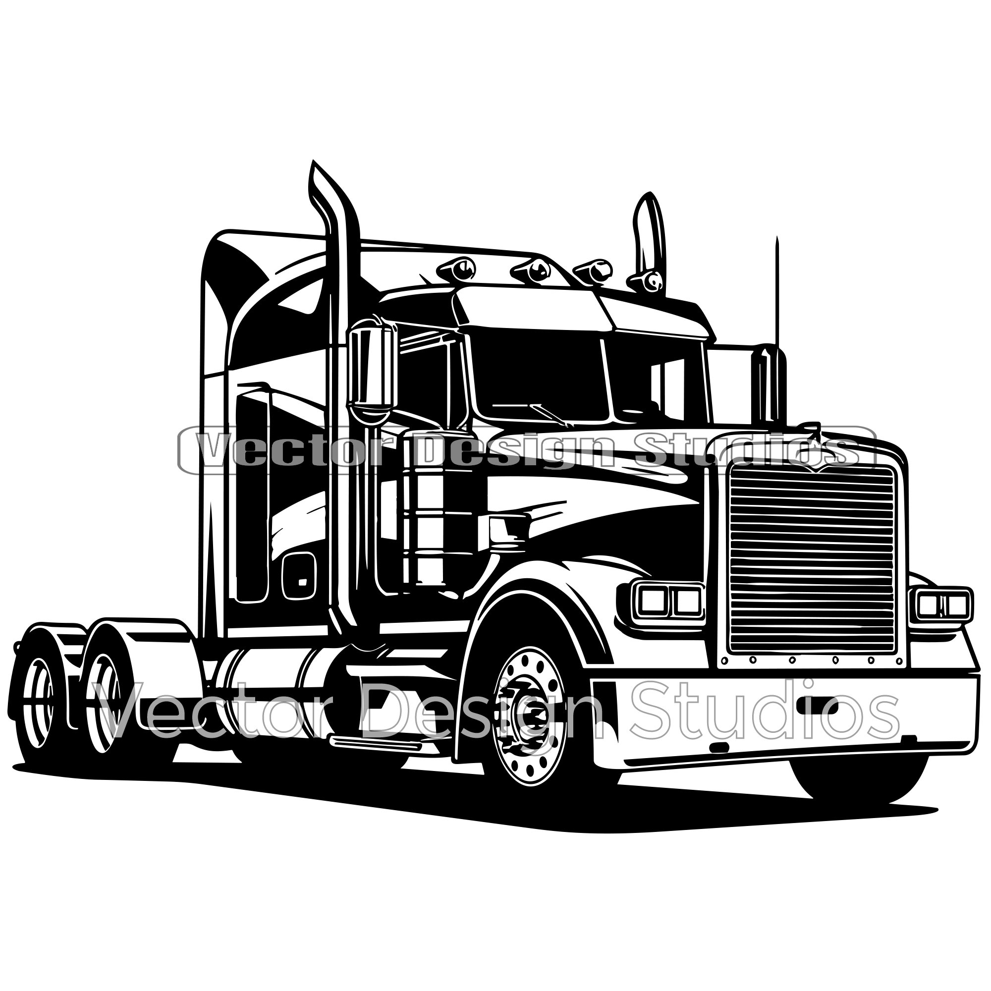 Semi Truck Svg Graphic Semi Rig Truck Vector Clip Art 18 - Etsy