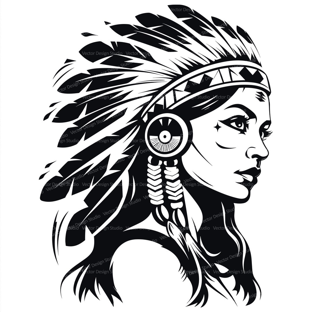 Native American Girl Svg & PNG Files, American Indian Woman Clipart ...