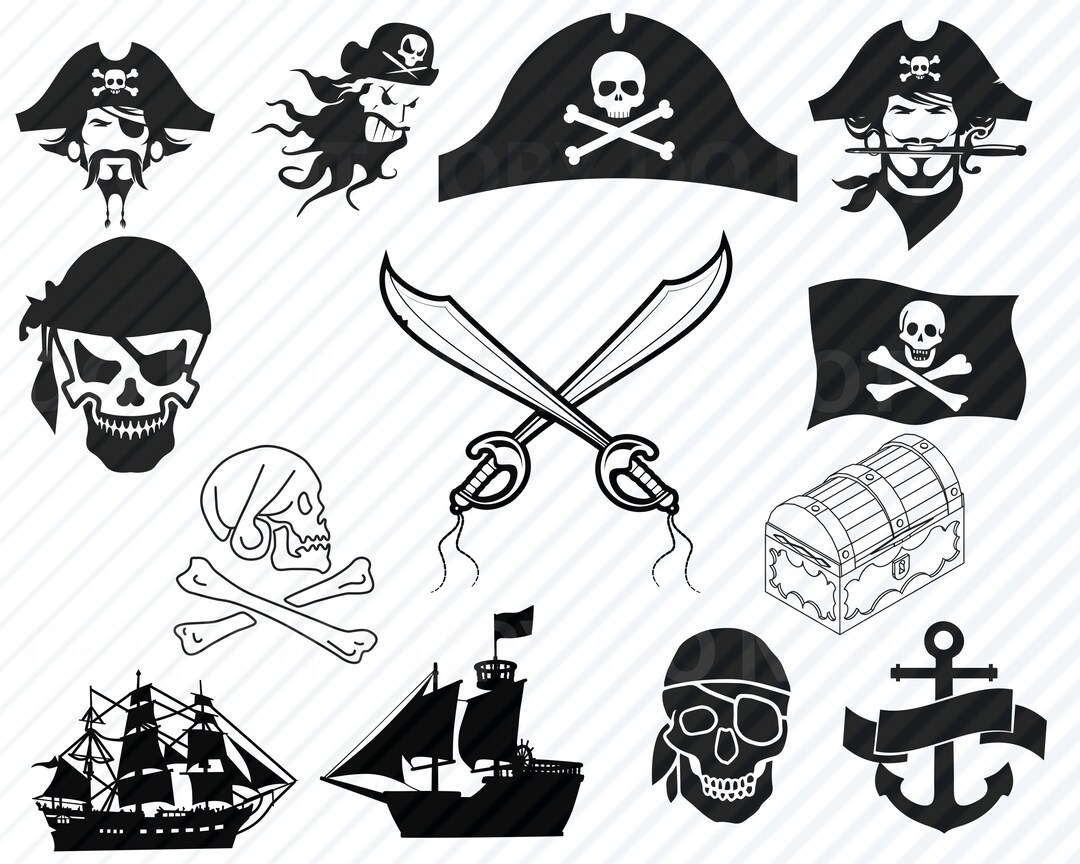 Pirate SVG Files - Pirate Bundle Svg Clipart -pirate Ship Silhouette ...