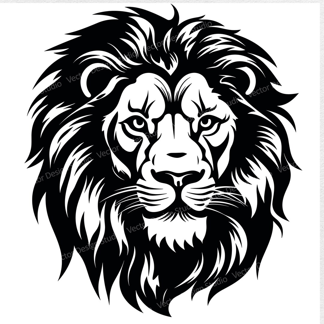 Lion Head SVG File, Lion Vector Images, Silhouette, Roaring Lion Face ...