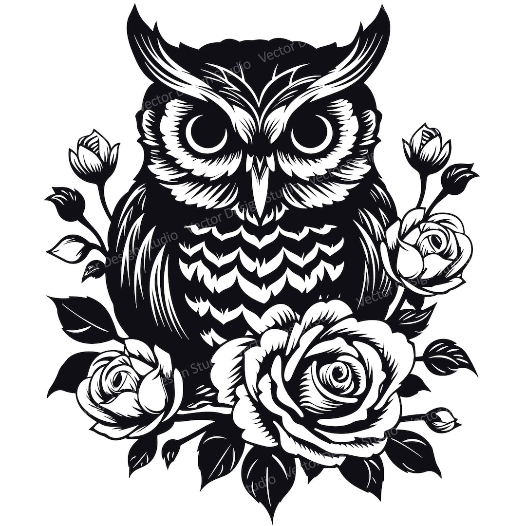 Owl With Flowers SVG File - Cute Floral Owl Vector Images, Silhouette ...