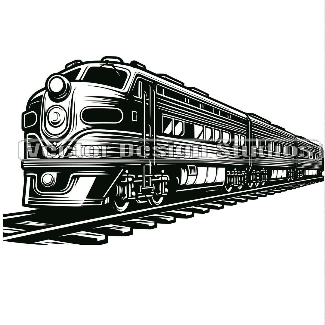 Passenger Train Svg & PNG Files, Locomotive Trains Silhouette Vector ...