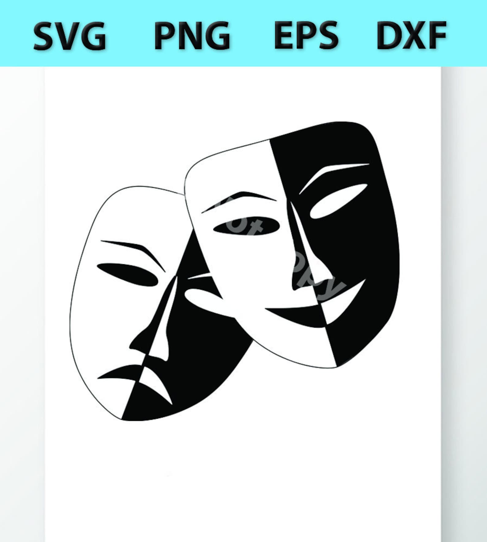 Drama Masks SVG Files Vector Images Clipart Masks for | Etsy