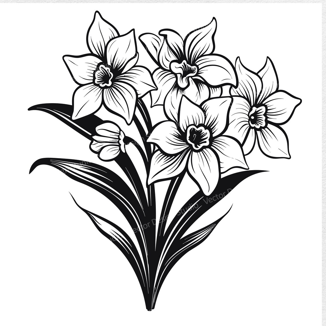 Daffodils SVG File for March Birth Month - Floral Vector Images, Spring ...