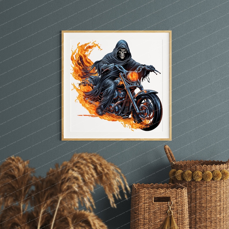 Grim Reaper Biker Png for Sublimation, Skeleton Riding Motorcycle ...