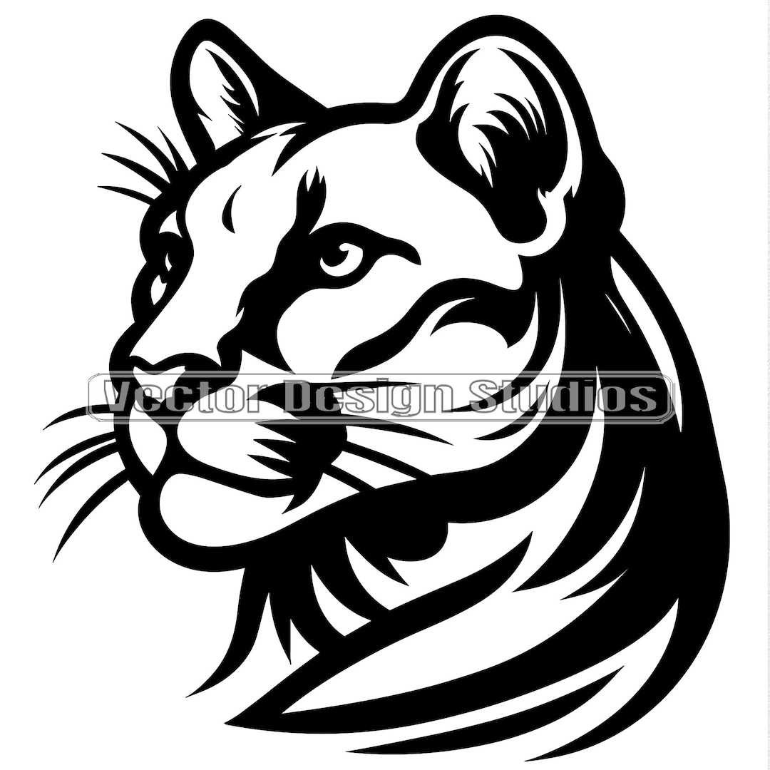 Cougar Svg & PNG Image Graphic, Cougar Head Vector Clip Art, Cat ...
