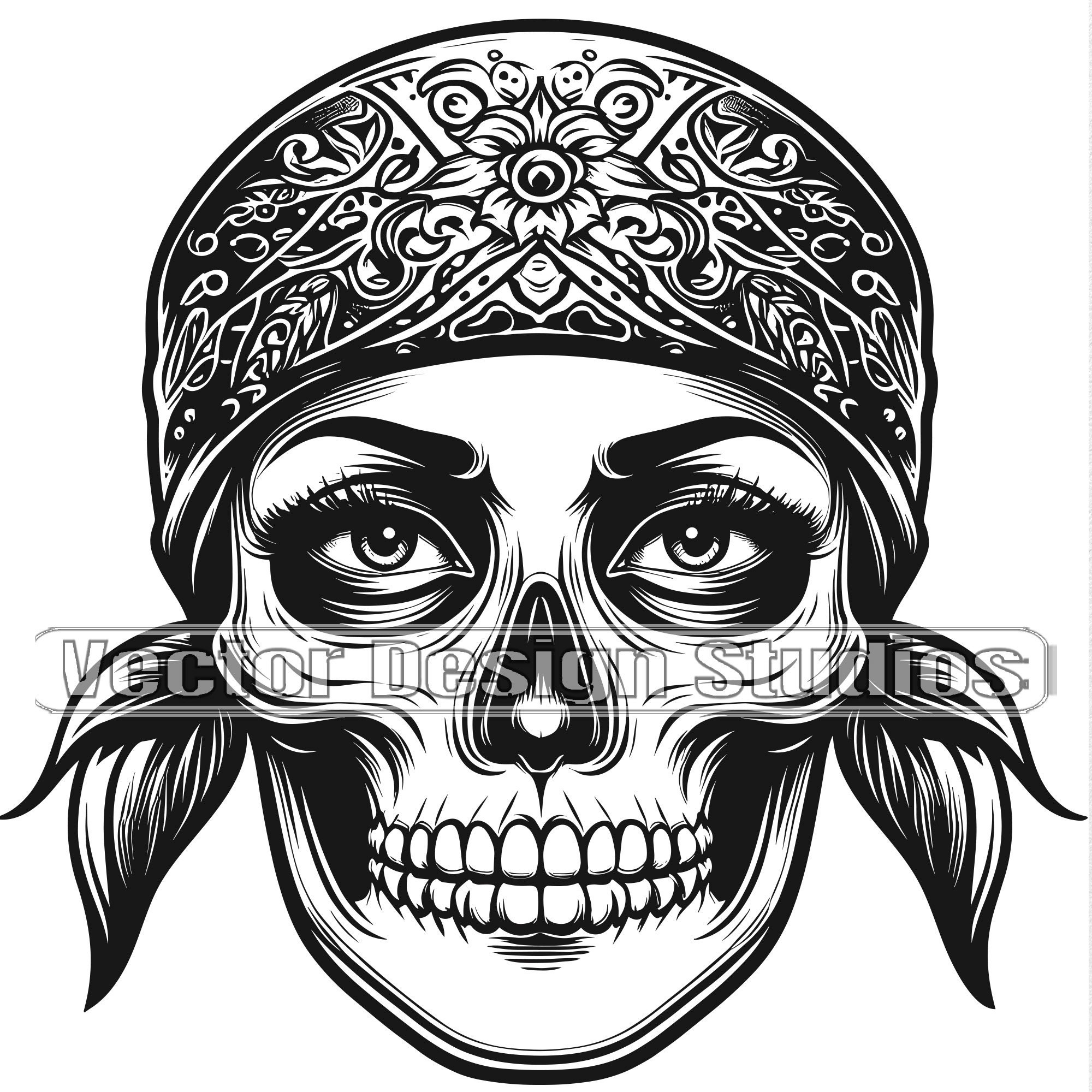 Skulls With Bandanas Drawings