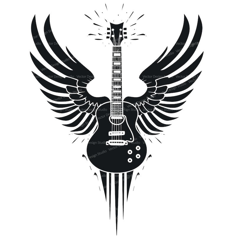 Guitar Music Logo Vector - Etsy