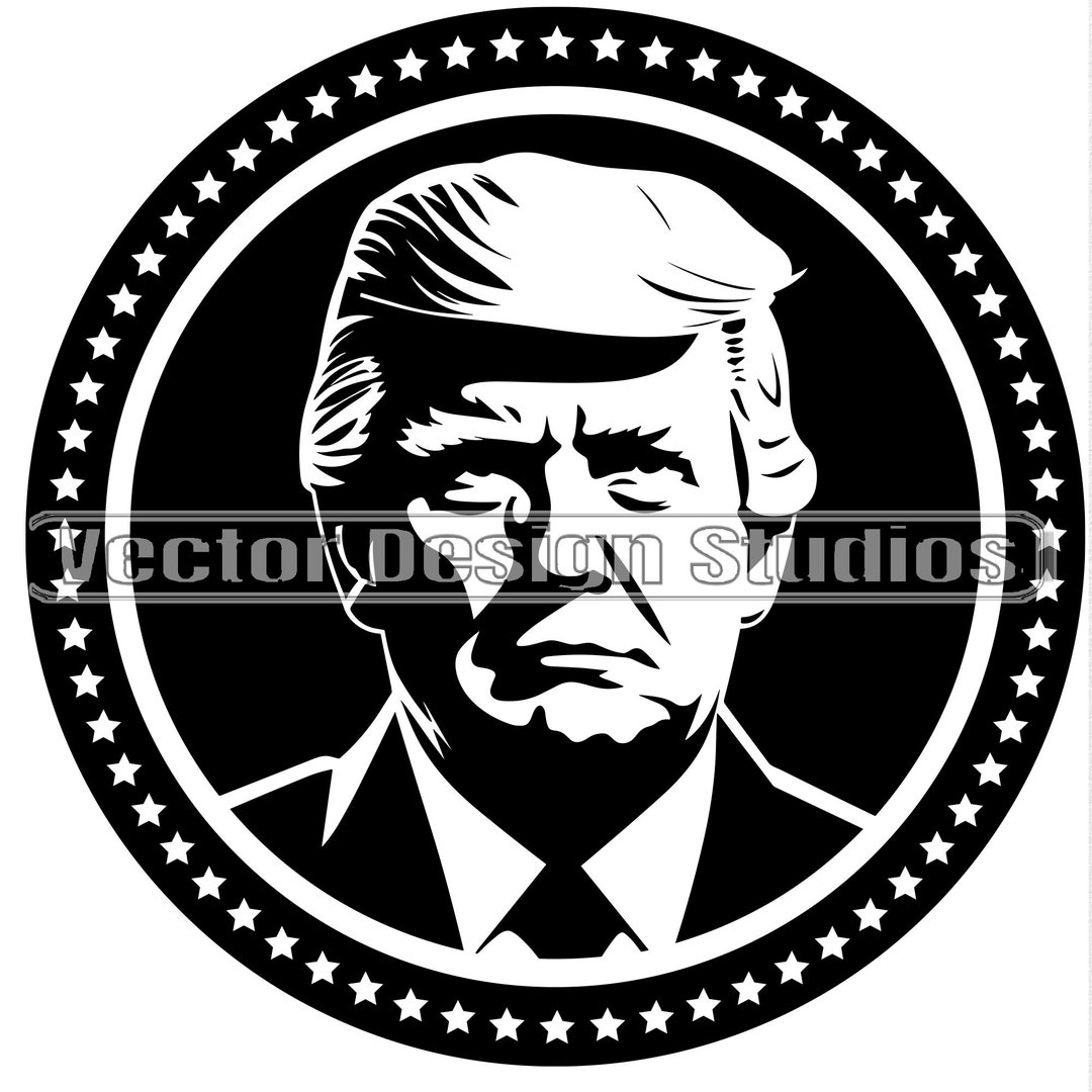 Trump Svg & PNG Files, Donald Trump Face Clipart Silhouette Vector ...