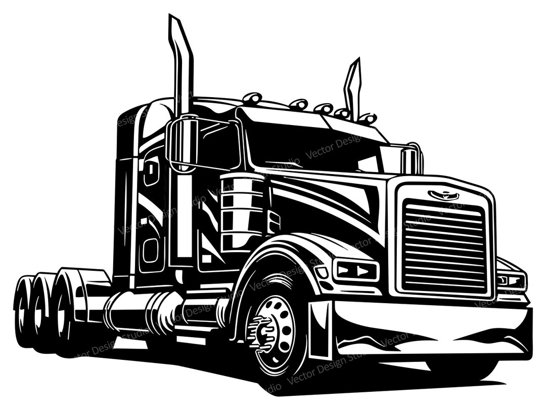 Semi Truck Svg & PNG Image Graphic, Semi Rig Truck Vector Clip Art, 18 ...