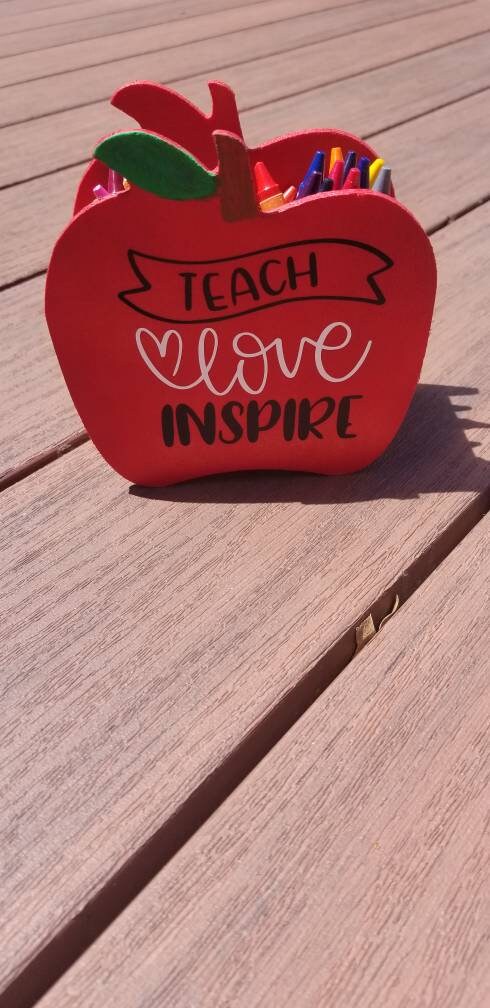 Teacher Gift / Apple Pencil Holder / Personalized Gift - Etsy