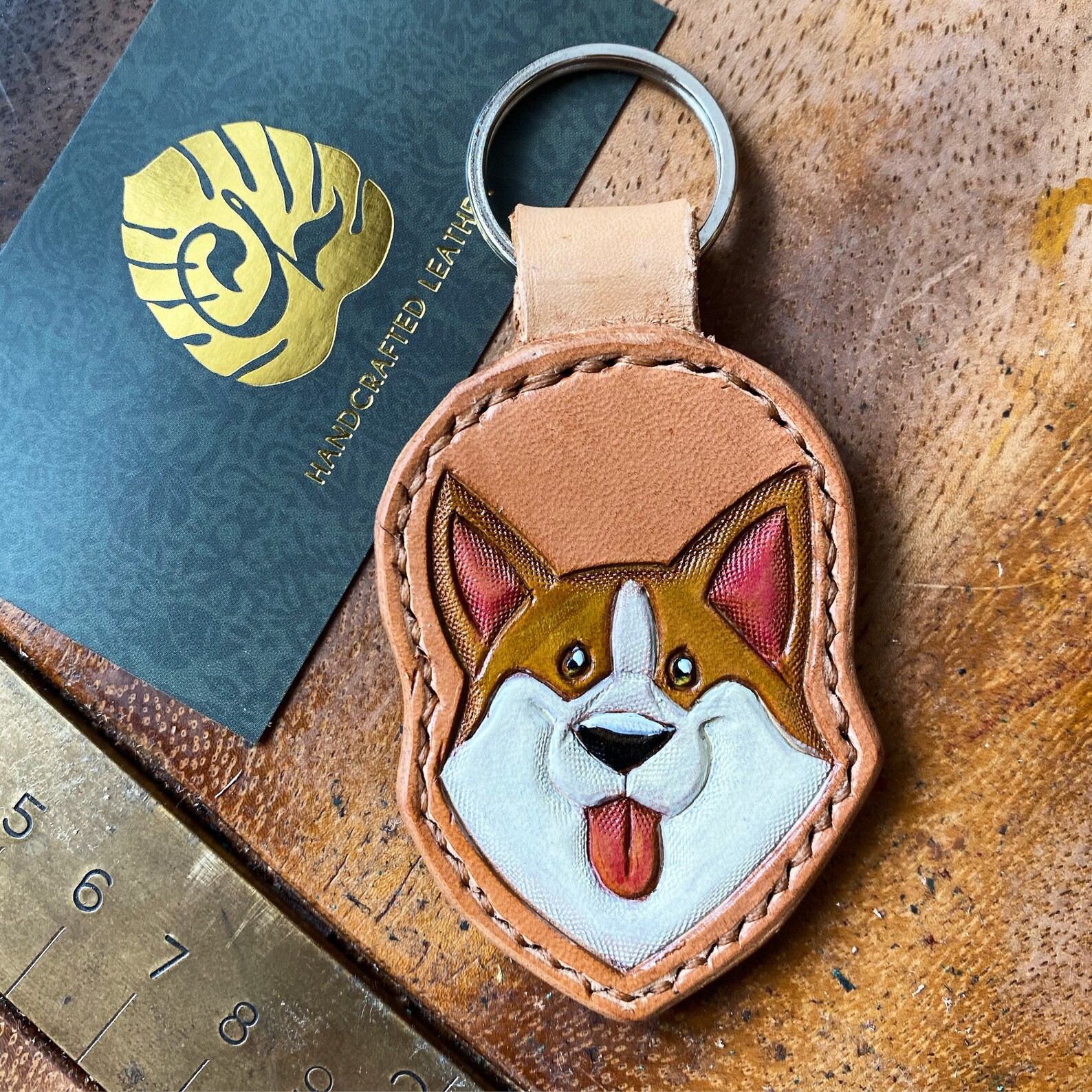 Handmade Leather Keychain or Bookmark Custom Carved and | Etsy