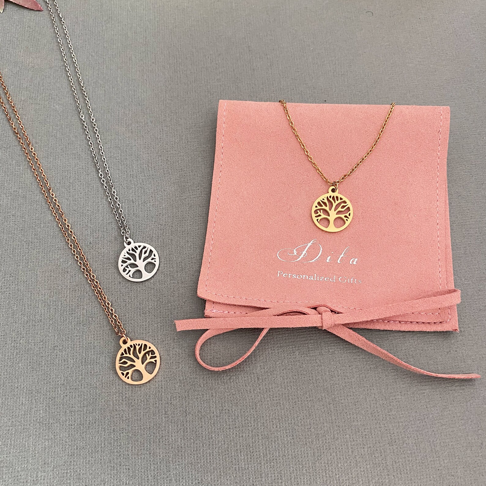 TREE OF LIFE Gold Necklace Family Tree Necklace For Mom Etsy TREE OF LIFE Gold Necklace Family Tree Necklace For Mom Etsy