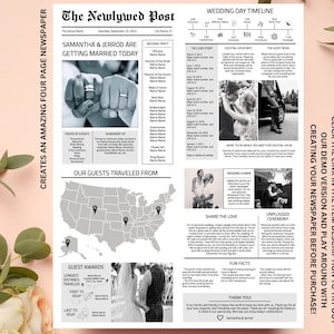 Wedding Newspaper Wedding Program Fun and Unique Customizable Wedding ...