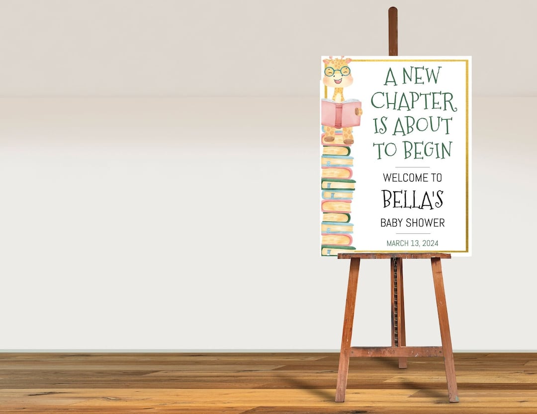 A New Chapter Baby Shower Welcome Sign A New Chapter is About to Begin ...