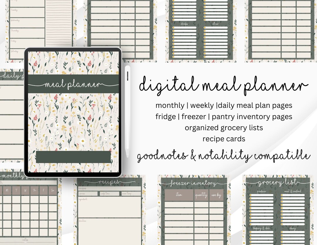 Digital Wildflower Meal Planner Plan Your Year Goodnotes & Notability ...