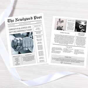 Wedding Newspaper Wedding Program Fun and Unique Customizable Wedding ...