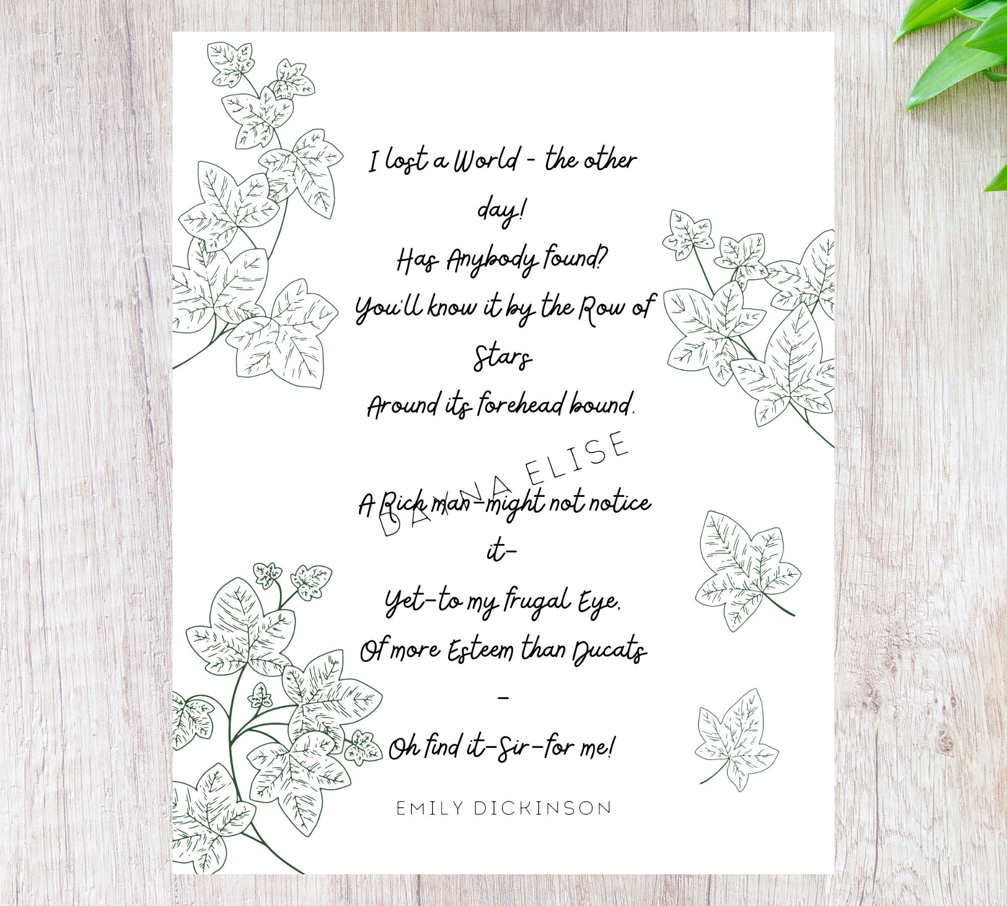 Printable Poem Art Emily Dickinson - Etsy