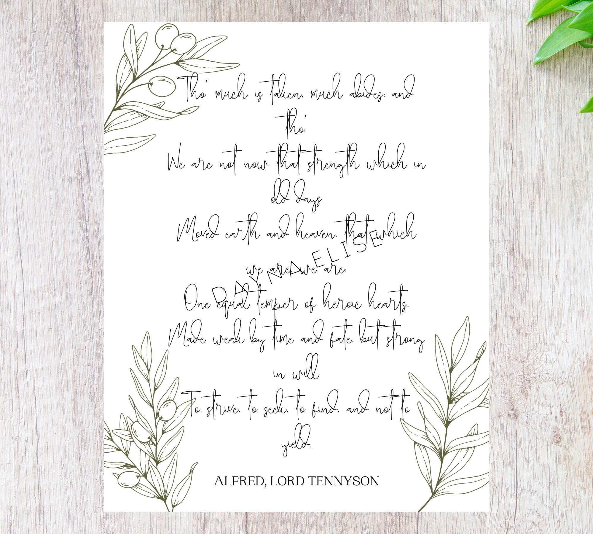 Printable Poem Art Alfred, Lord Tennyson - Etsy