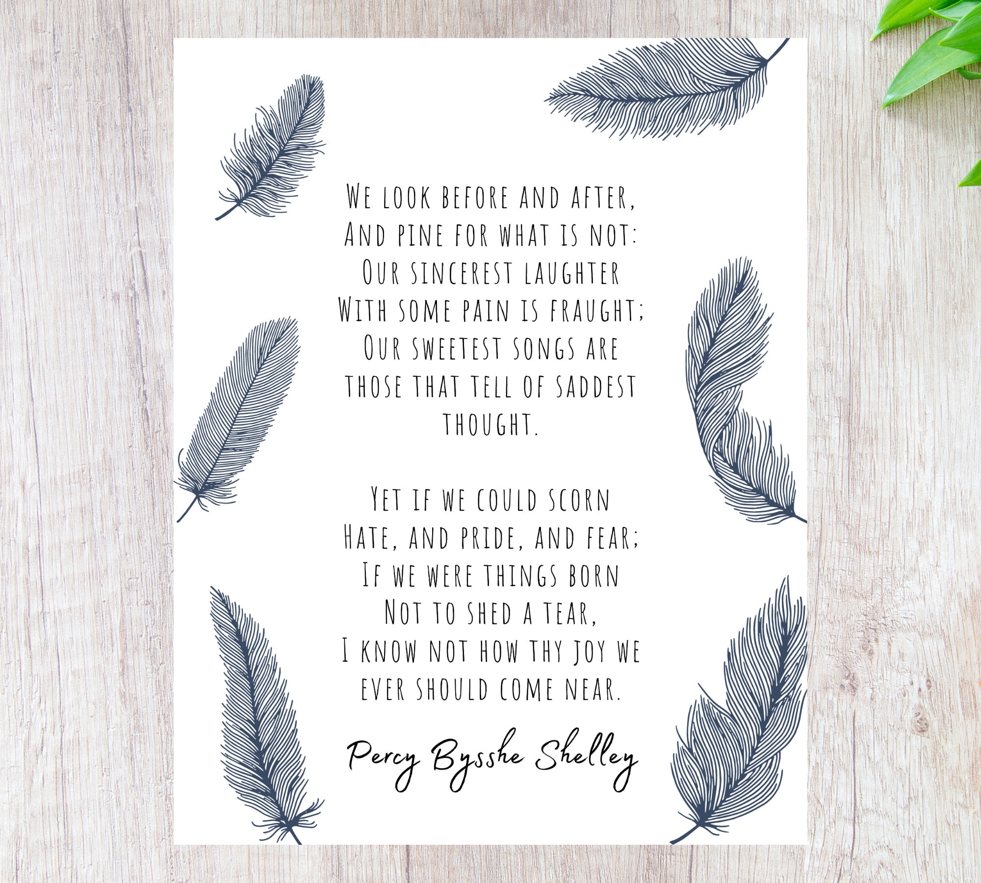 Printable Poem Art Percy Bysshe Shelley - Etsy