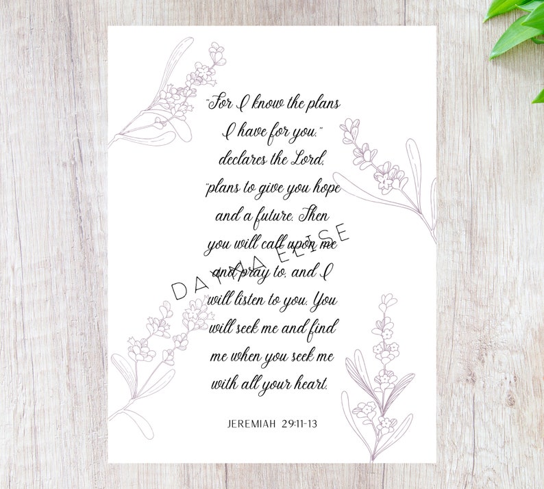 Printable Bible Verse Art Jeremiah 29 | Etsy