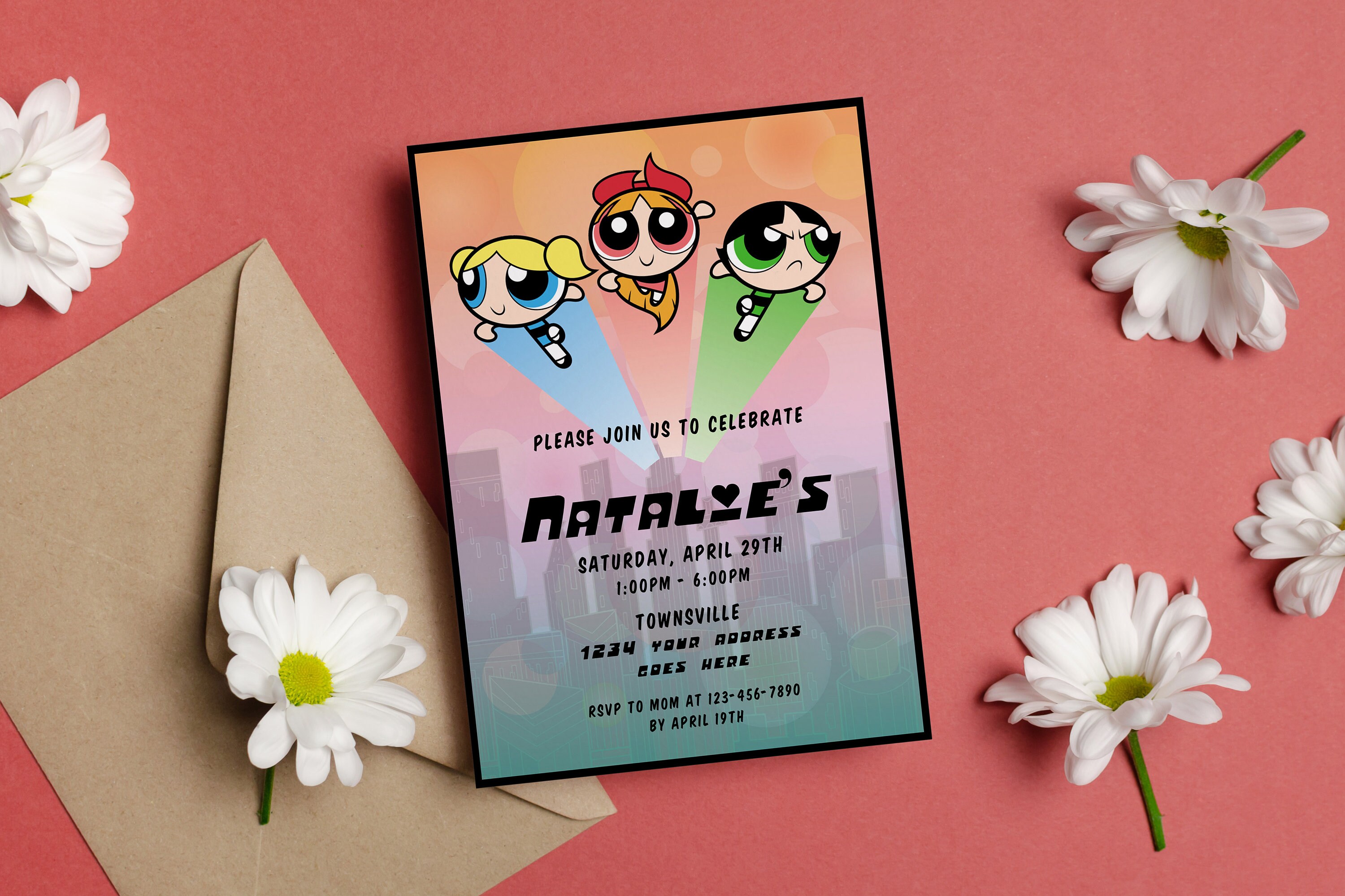 Power Puff Girls Editable Birthday Invitation - Etsy