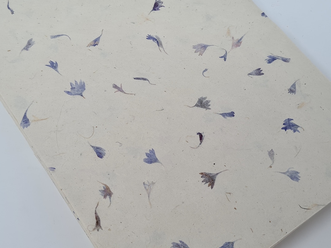 A4 Handmade Lokta Paper: Cornflower Blue Petal, Eco-friendly - Etsy