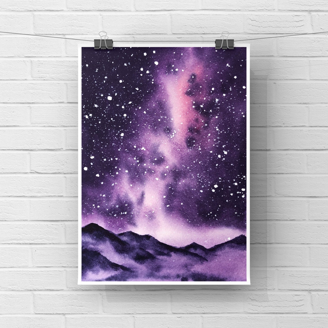 Watercolor Starry Night and Galaxy Original Watercolor | Etsy