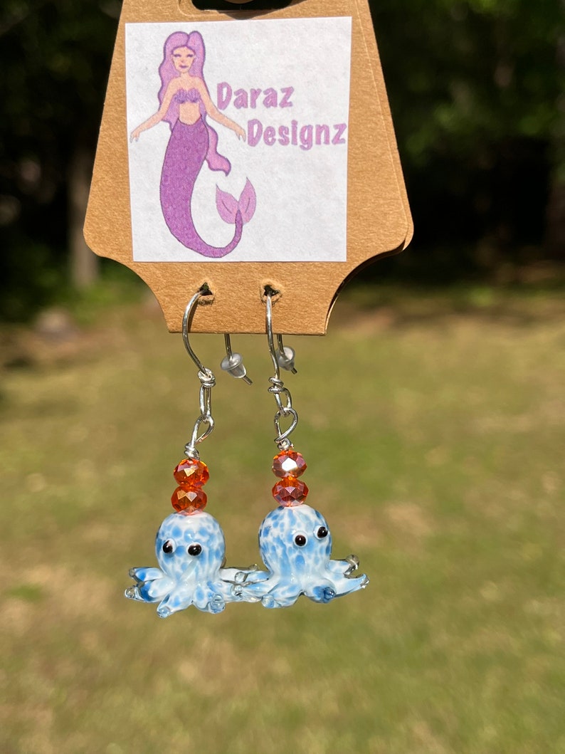Tie Dye Glass Octupus Sterling Silver Earrings - Etsy